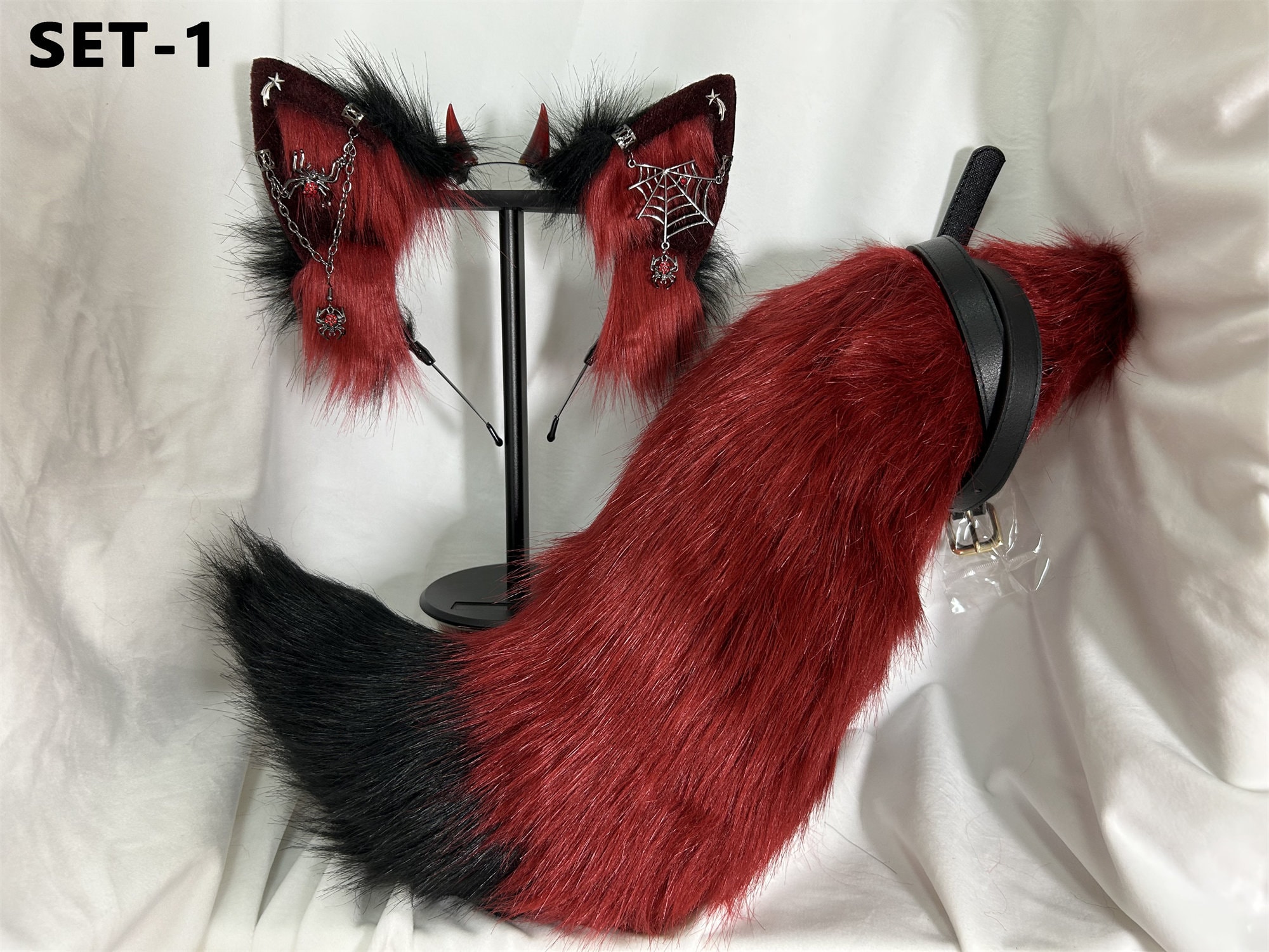 Handmade Goth Devil Wolf Ears Tail Furry Faux Fur Black Red Etsy