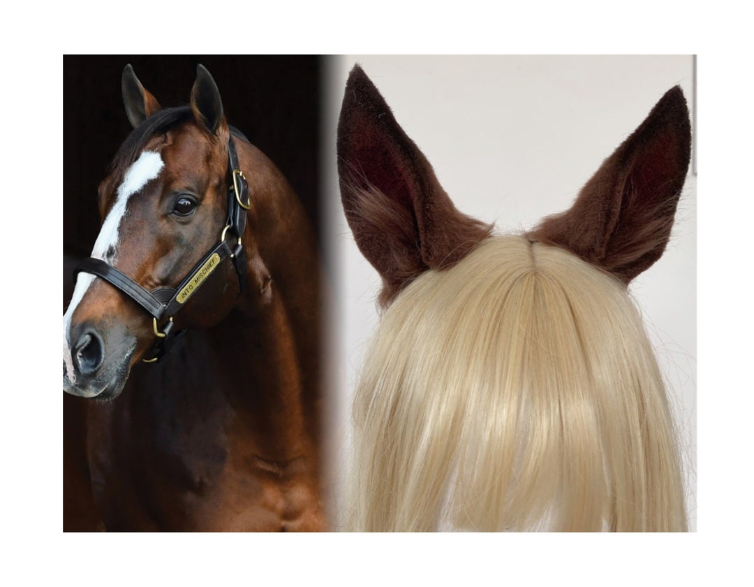 Handmade Horse Ears Hairband Furry Faux Fur Animal Ears Cute Red Brown ...