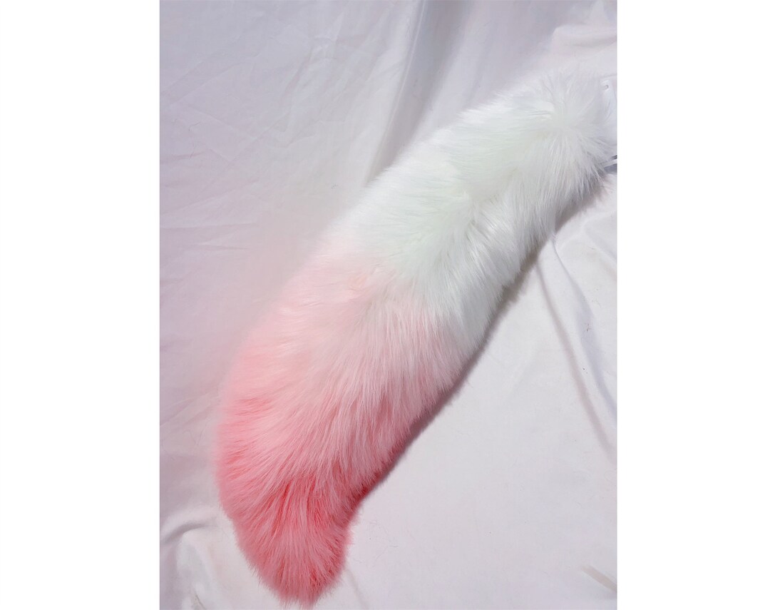 Handmade Cat Fox Wolf Tail Furry Faux Fur Animal Cute White Pink Fox ...