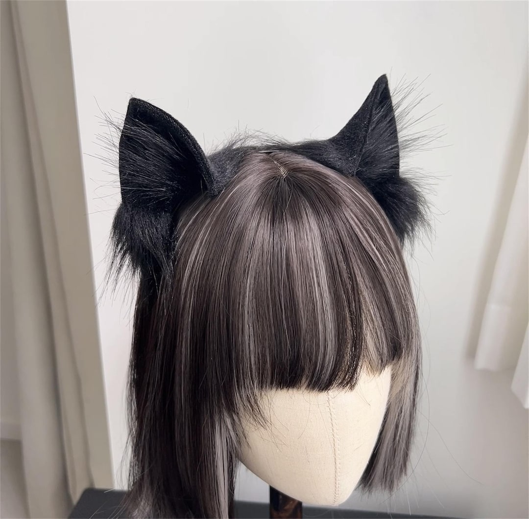 Goth Black Cat Ears Headband - Etsy