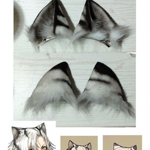 Handmade Striped White Tiger Ears Hairclips - Etsy
