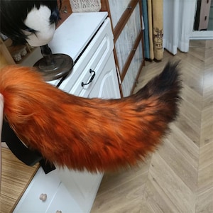 Handmade Red Fox Ears Tail Set Furry Faux Fur Animal Ears Hairband ...