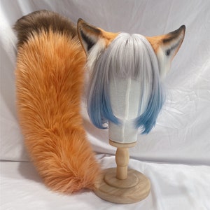 Handmade Fox Ears Tail Set Furry Faux Fur Animal Ears Hairband, Cute ...
