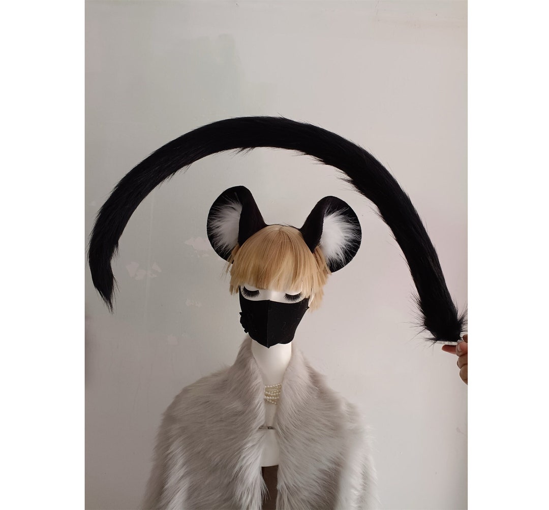 Custom Color Available-handmade Mouse Ears Tail Set, Cute Grey Pink ...