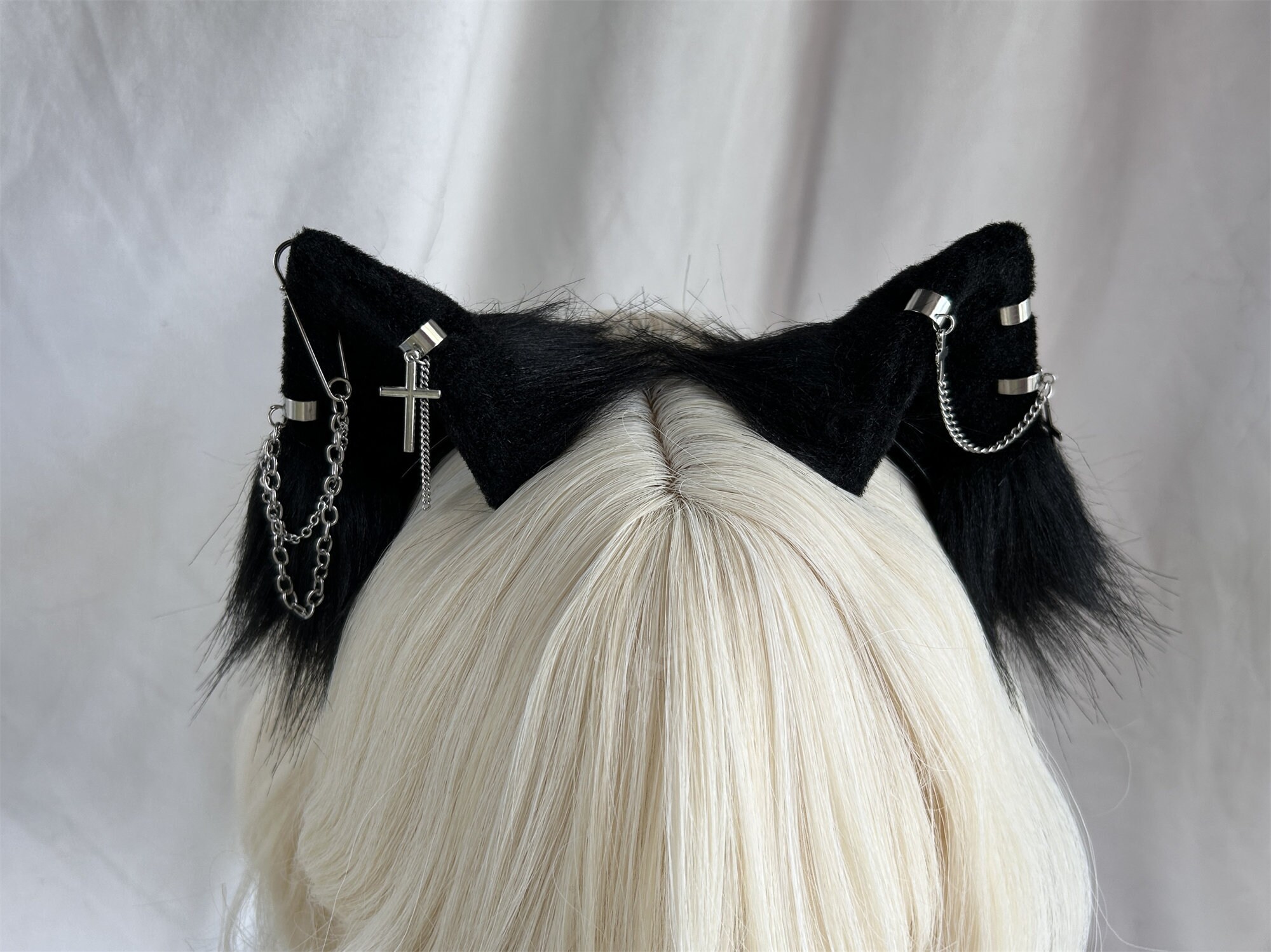 Goth Black Cat Ears Headband - Etsy