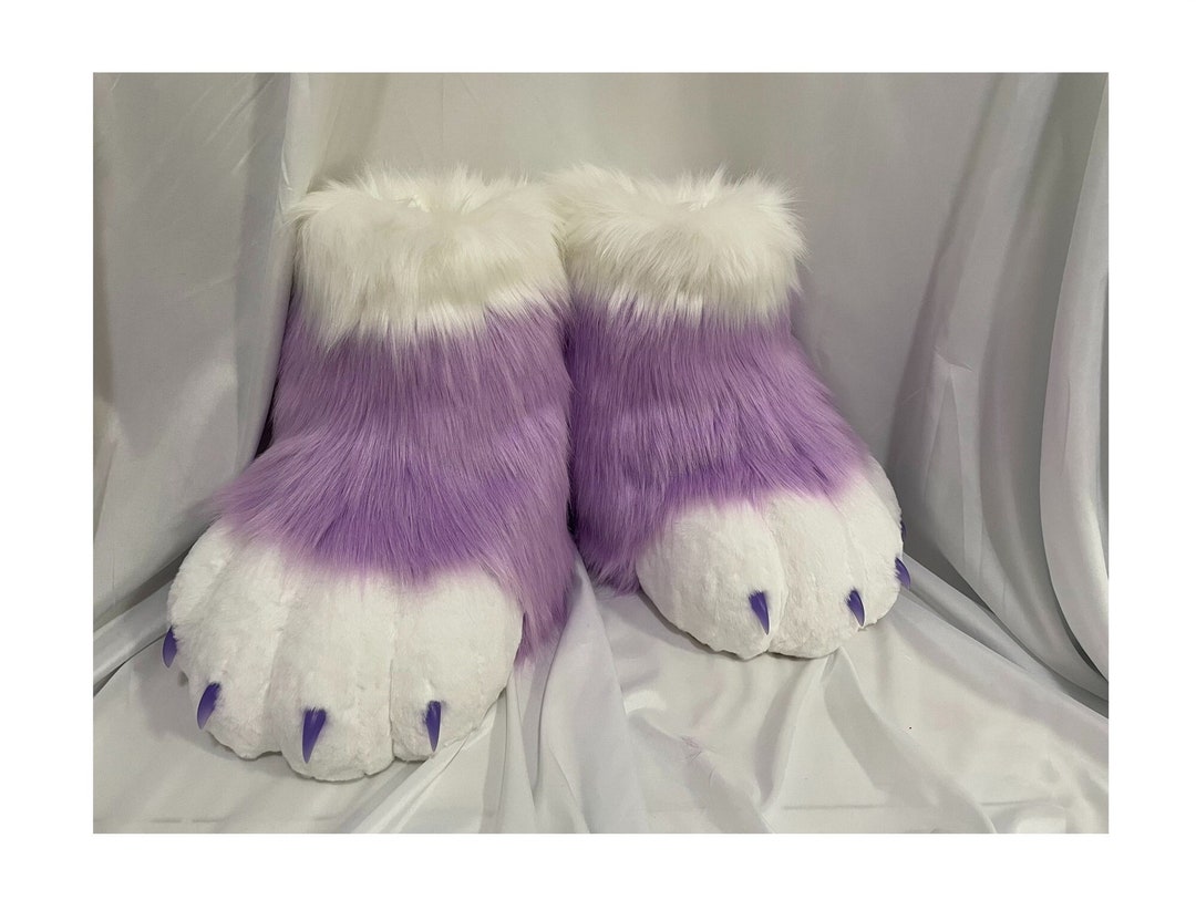 Handmade Furry Animal Feet Paws Claws Fursuit, Custom Cute Kawaii Wolf ...