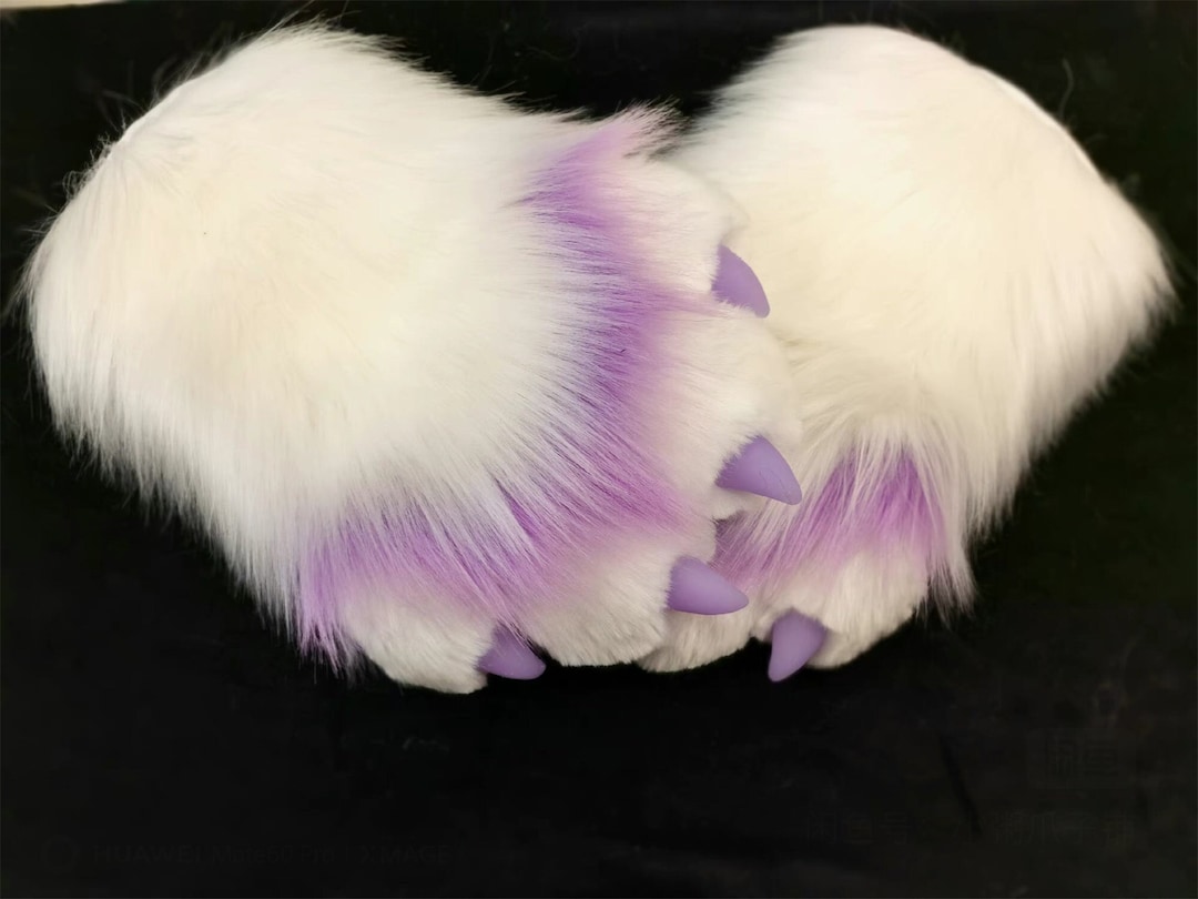 Handmade Animal Paws Claws Purple Pink White Brown Furry Faux Fur Cute ...