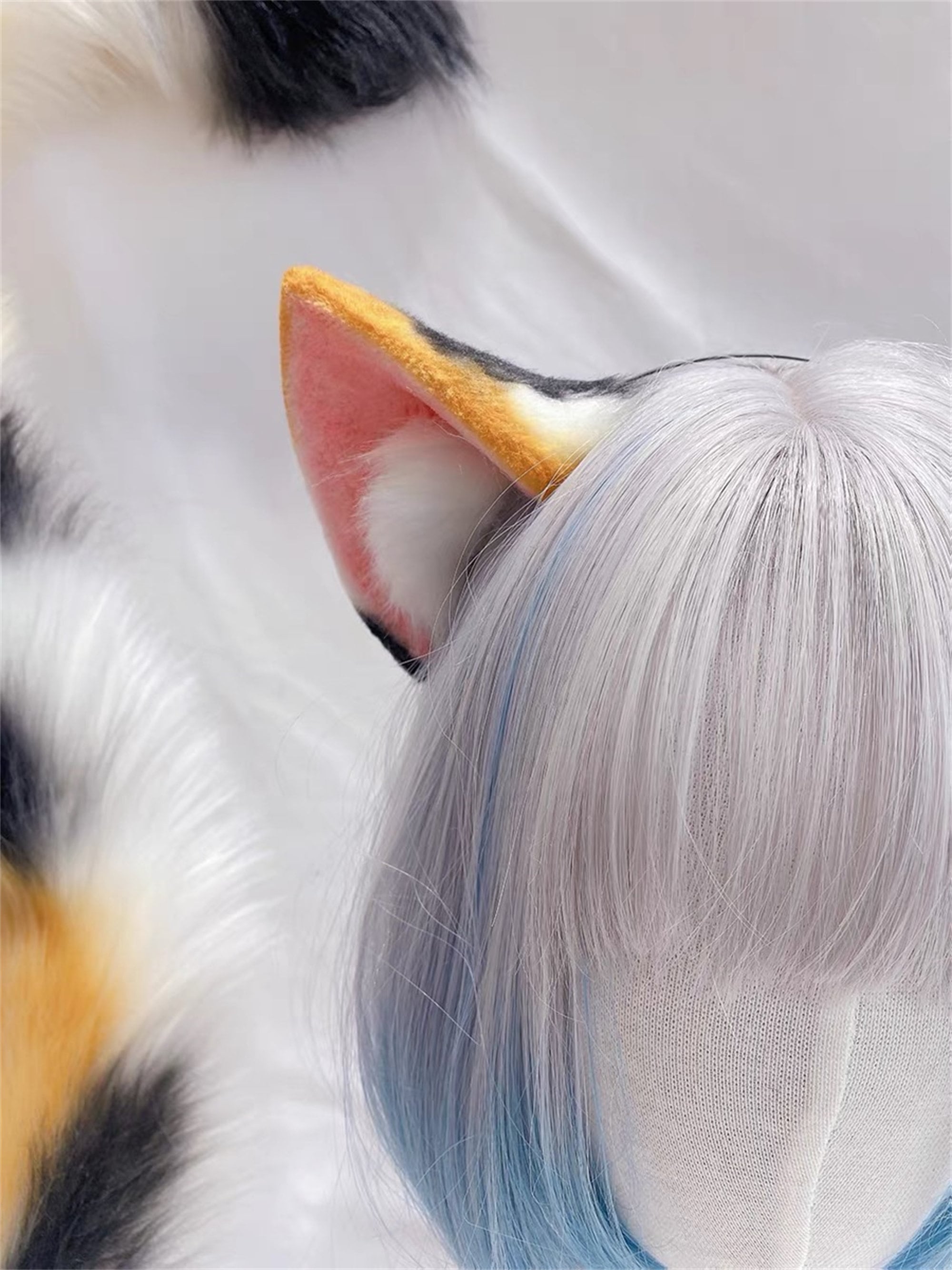 Handmade Calico Cat Kitten Ears Tail Faux Fur Furry Fursuit Cute Cat ...