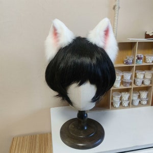 Handmade Samoyed Ears Tail Set, Dog Puppy Ears Hairband White Pink ...