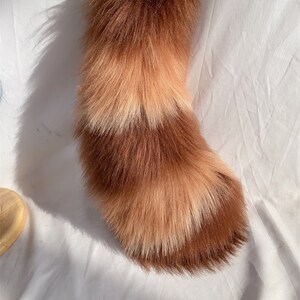 Handmade Red Panda Tail Cute Brown Striped Bear Panda Tail Furry Faux ...
