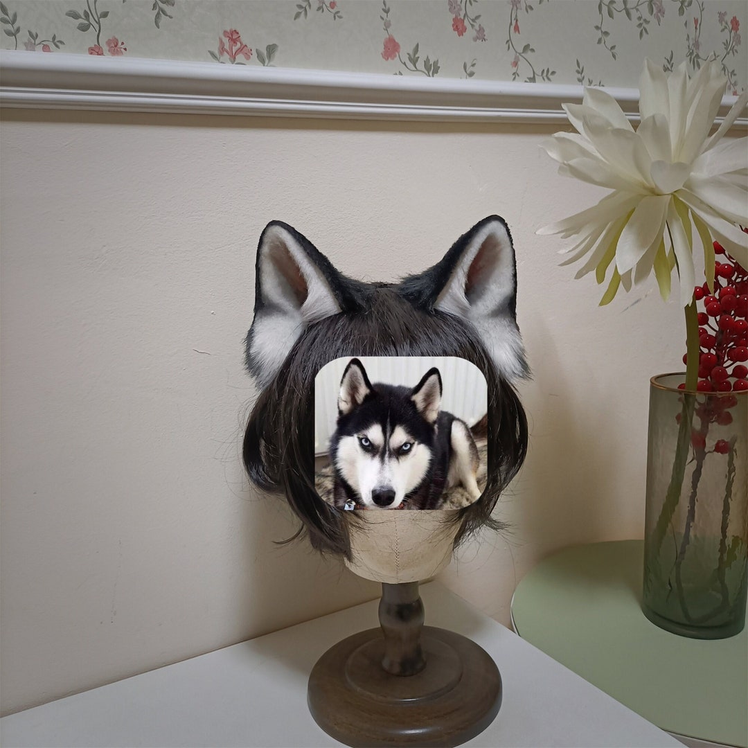 Handmade Husky Dog Puppy Ears Headband Black White Furry Animal Dog ...