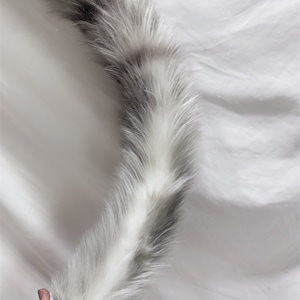 Custom Striped Cat Tail Furry Faux Fur Grey Tabby Cat Tail Halloween ...