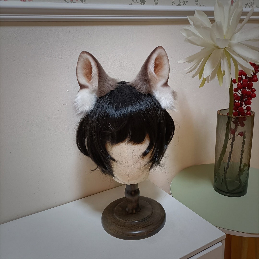 Handmade Wolf Dog Ears Headband, Furry Wild Animal Ears Hairband, Brown ...