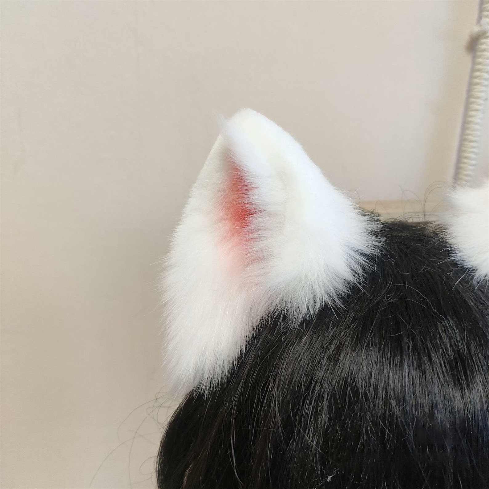 Handmade Samoyed Ears Tail Set, Dog Puppy Ears Hairband White Pink ...
