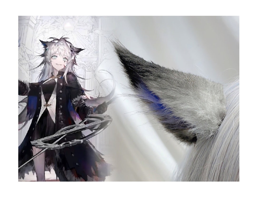 Handmade Arctic Wolf Ears Fox Ears Hairclips Headband Grey Blue Furry ...