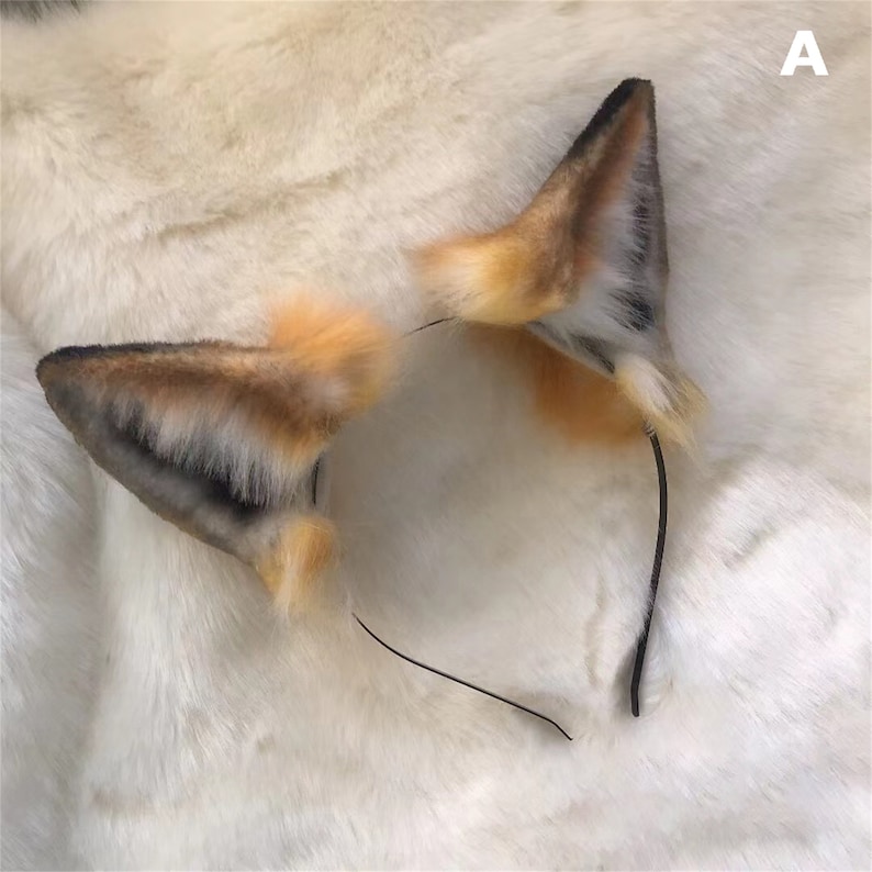 Handmade Fox Ears Tail Set Furry Faux Fur Animal Ears Hairband, Cute ...