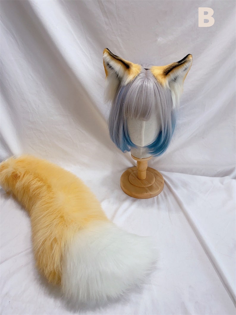 Handmade Fox Ears Tail Set Furry Faux Fur Animal Ears Hairband, Cute ...