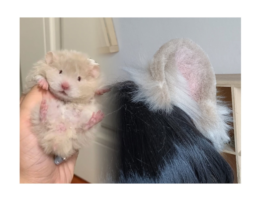 Handmade Hamster Bear Ears Headband, Cute Furry Animal Ears Hairband ...