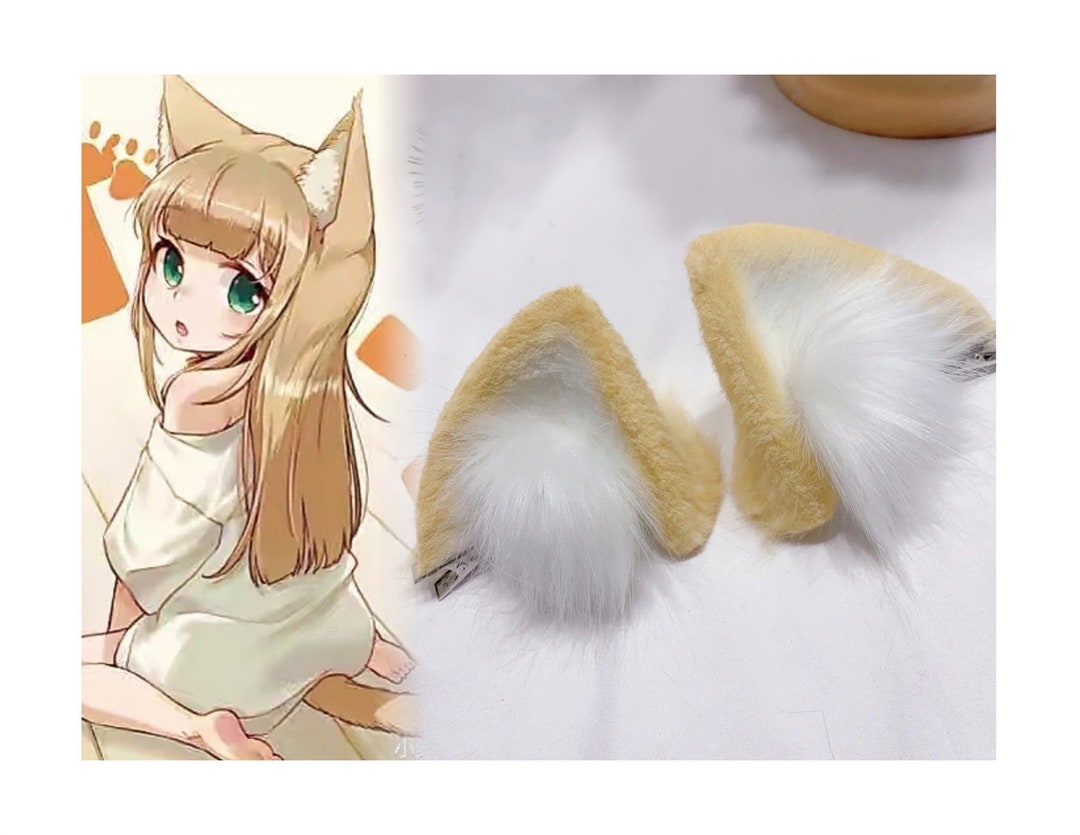 Handmade Cat Kitten Ears Fueey Faux Fur Light Brown Cute Cat Ears ...