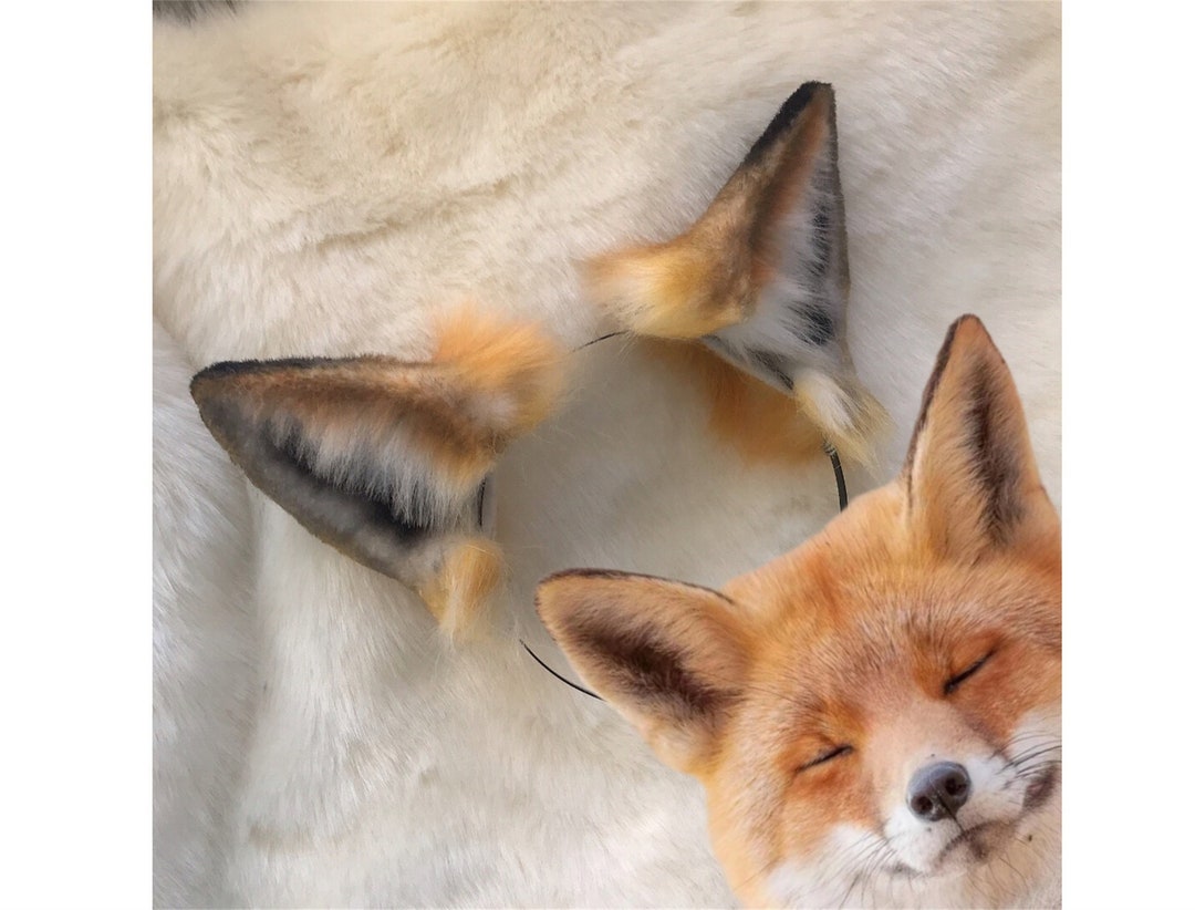Handmade Fox Ears Tail Set Furry Faux Fur Animal Ears Hairband, Cute ...