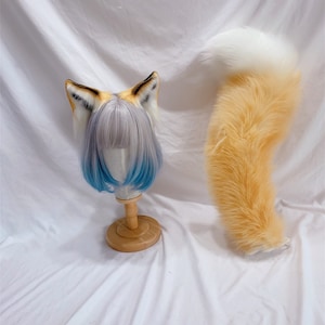 Handmade Fox Ears Tail Set Furry Faux Fur Animal Ears Hairband, Cute ...
