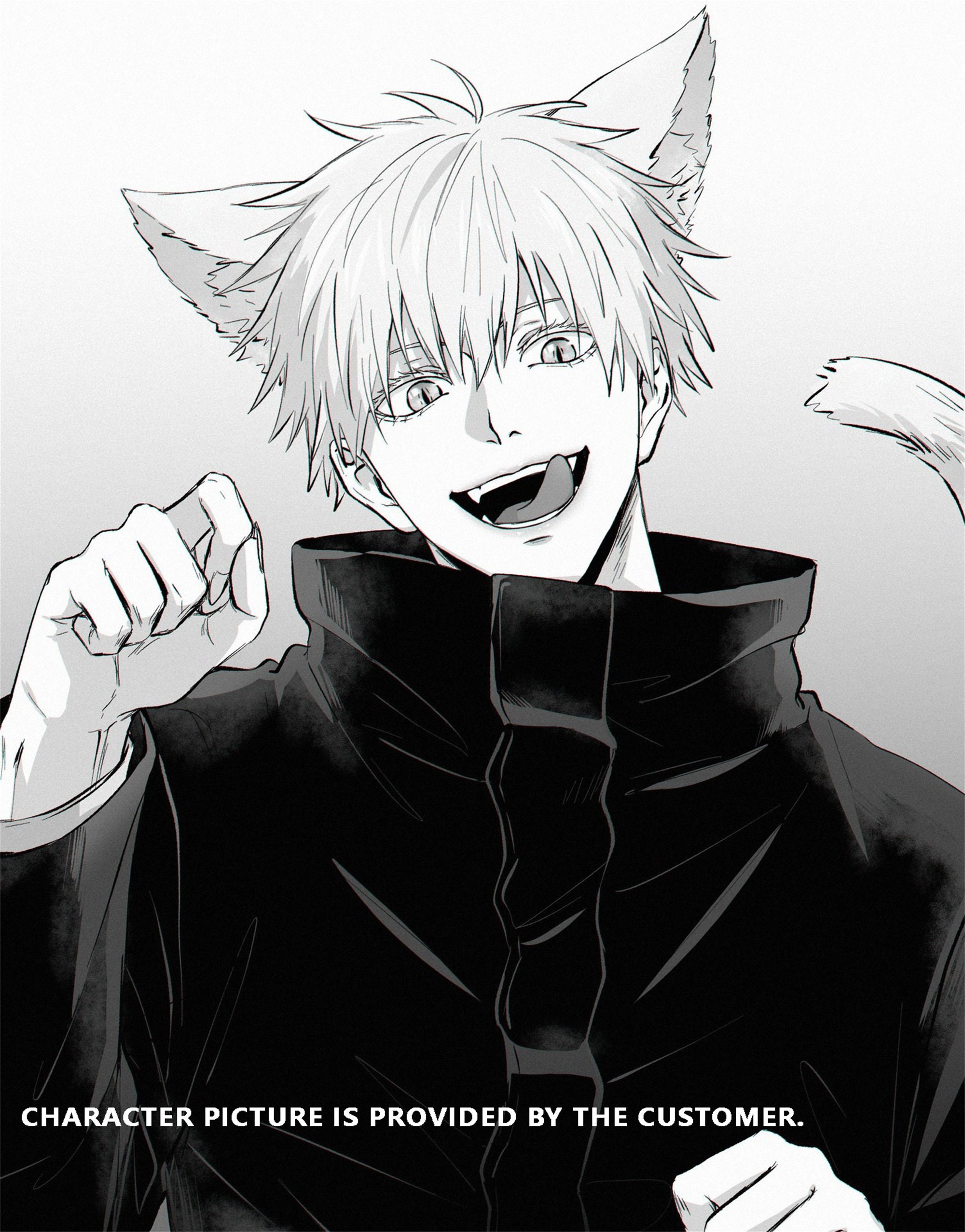 Custom Ears Cosplay Gojo White Grey Cat Ears Hairband Fox Ears Headband ...