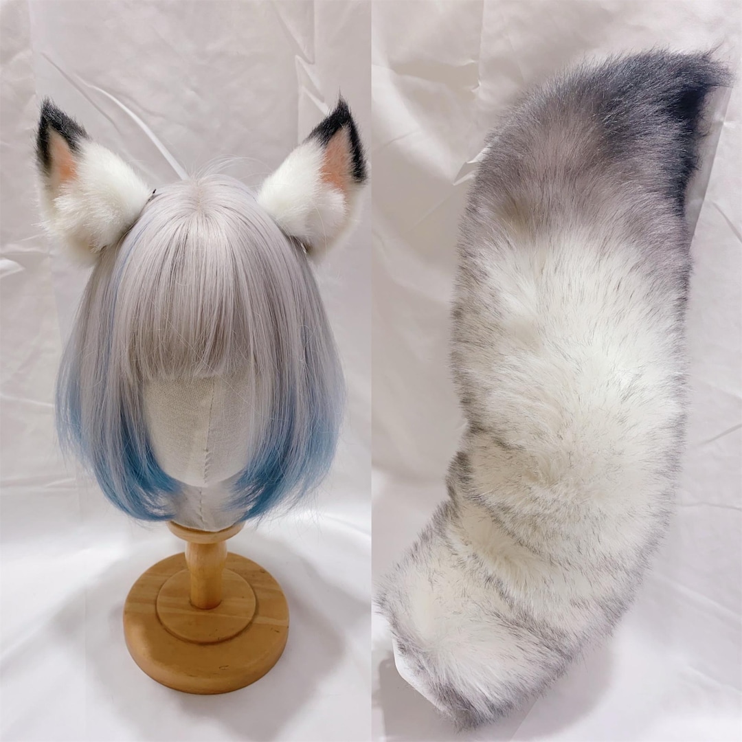 Handmade Wolf Ears Tail Hairband Wild Animal Grey Wolf Fox Dog Ears ...