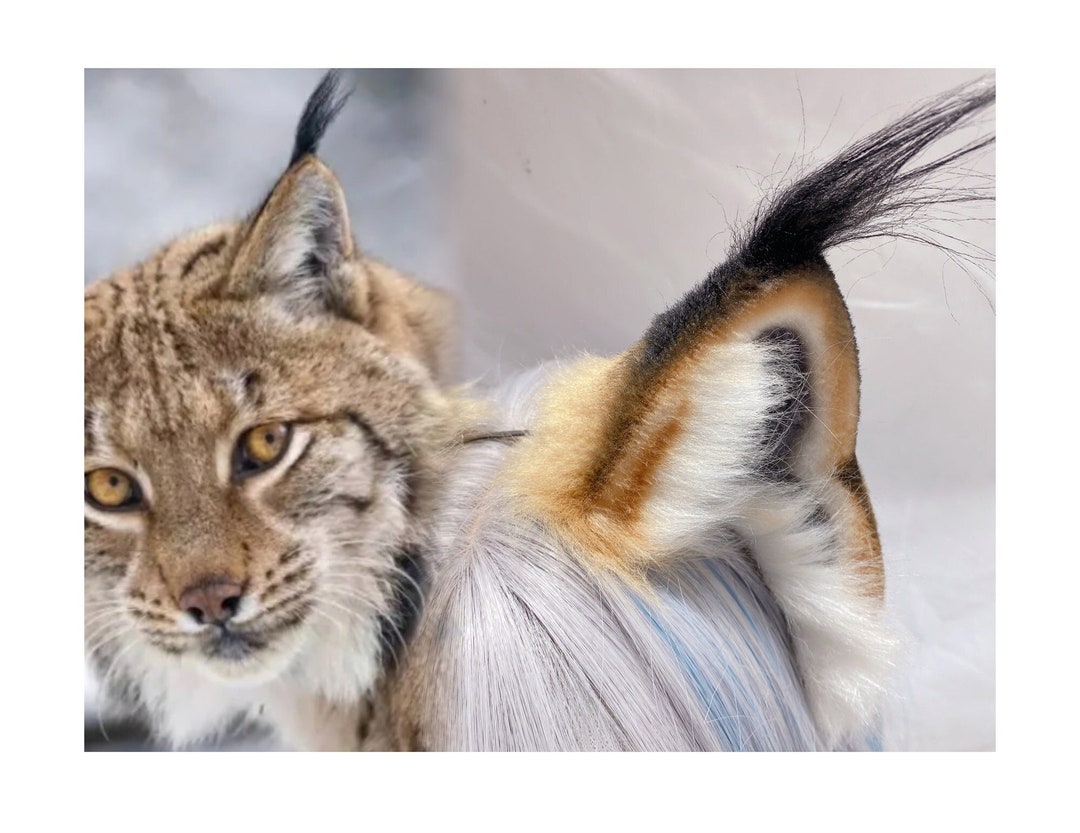 Handmade Lynx Wild Cat Ears Furry Faux Fur Lynx Cat Ears Hairband ...