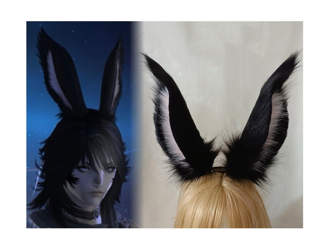 Handmade Bunny Rabbit Ears Hairband Furry Faux Fur Cute Blue Bunny Ears ...