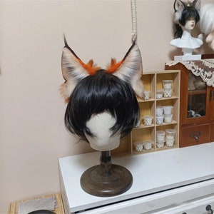 Handmade Red Fox Ears Tail Set Furry Faux Fur Animal Ears Hairband ...