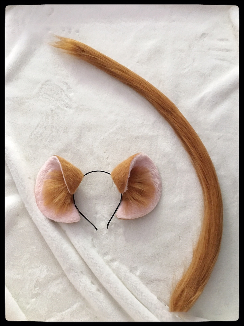 Handmade Mouse Ears Tail Set Cute White Pink Brown Mouse Rat Ears ...