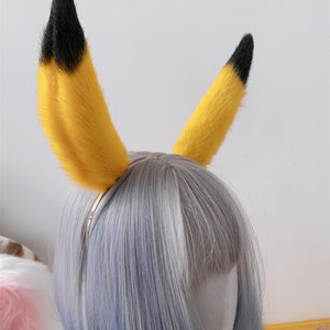 Cosplay Pikachu Ears Tail, Yellow Pikachu Ears Headband, Yellow Pikachu ...
