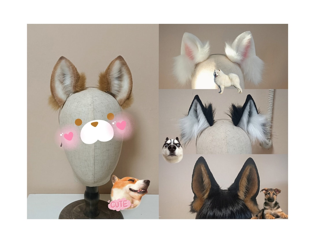 Handmade Dog Puppy Ears Headband Shiba Inu Corgi Samoyed German ...