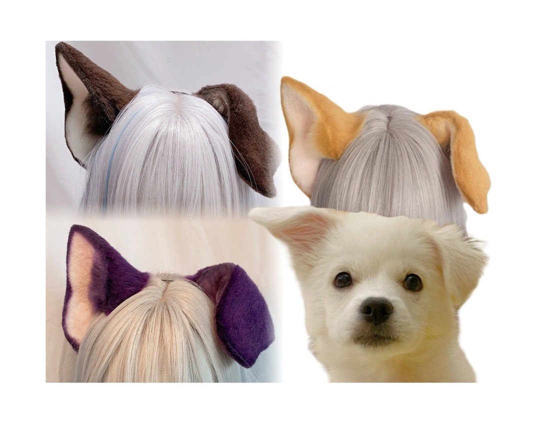 Handmade Dog Puppy Ears Tail Set Furry Faux Fur Airplane Dog Ears ...