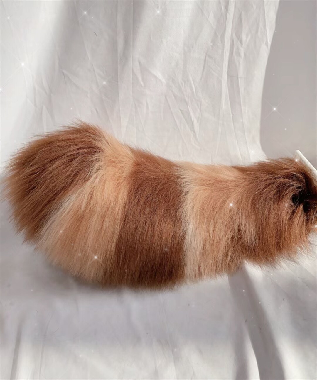 Handmade Red Panda Tail Cute Brown Striped Bear Panda Tail Furry Faux Fur Fursuit Cosplay