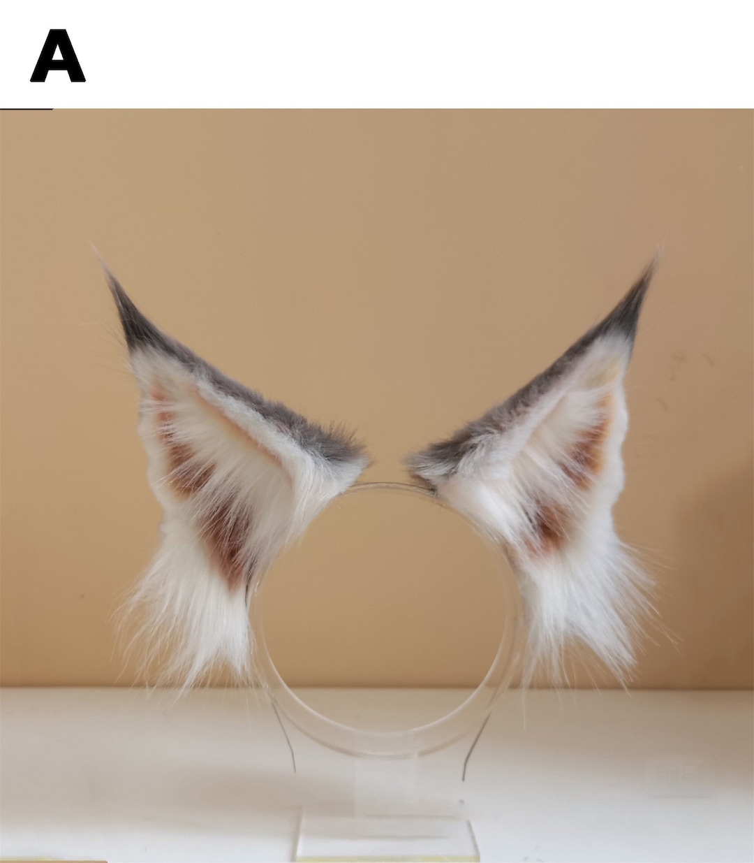 4 Colors Handmade Lynx Ears Headband, Furry Animal Ears Hairband, Black Brown White Lynx Cat ...