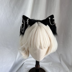 Goth Black Cat Ears Headband - Etsy
