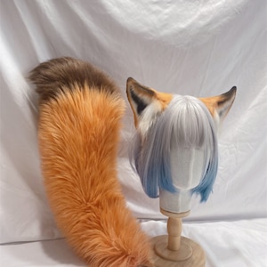 Handmade Fox Ears Tail Set Furry Faux Fur Animal Ears Hairband, Cute ...