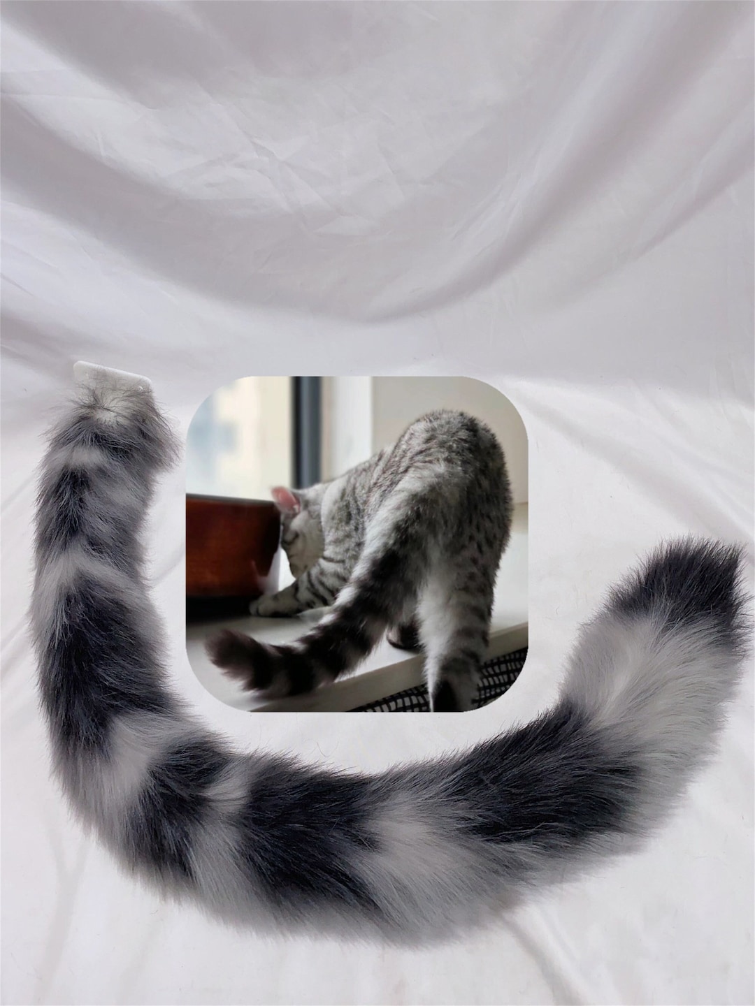 Handmade Cat Tails Furry Faux Fur Cute American Shorthair Tabby Cat ...