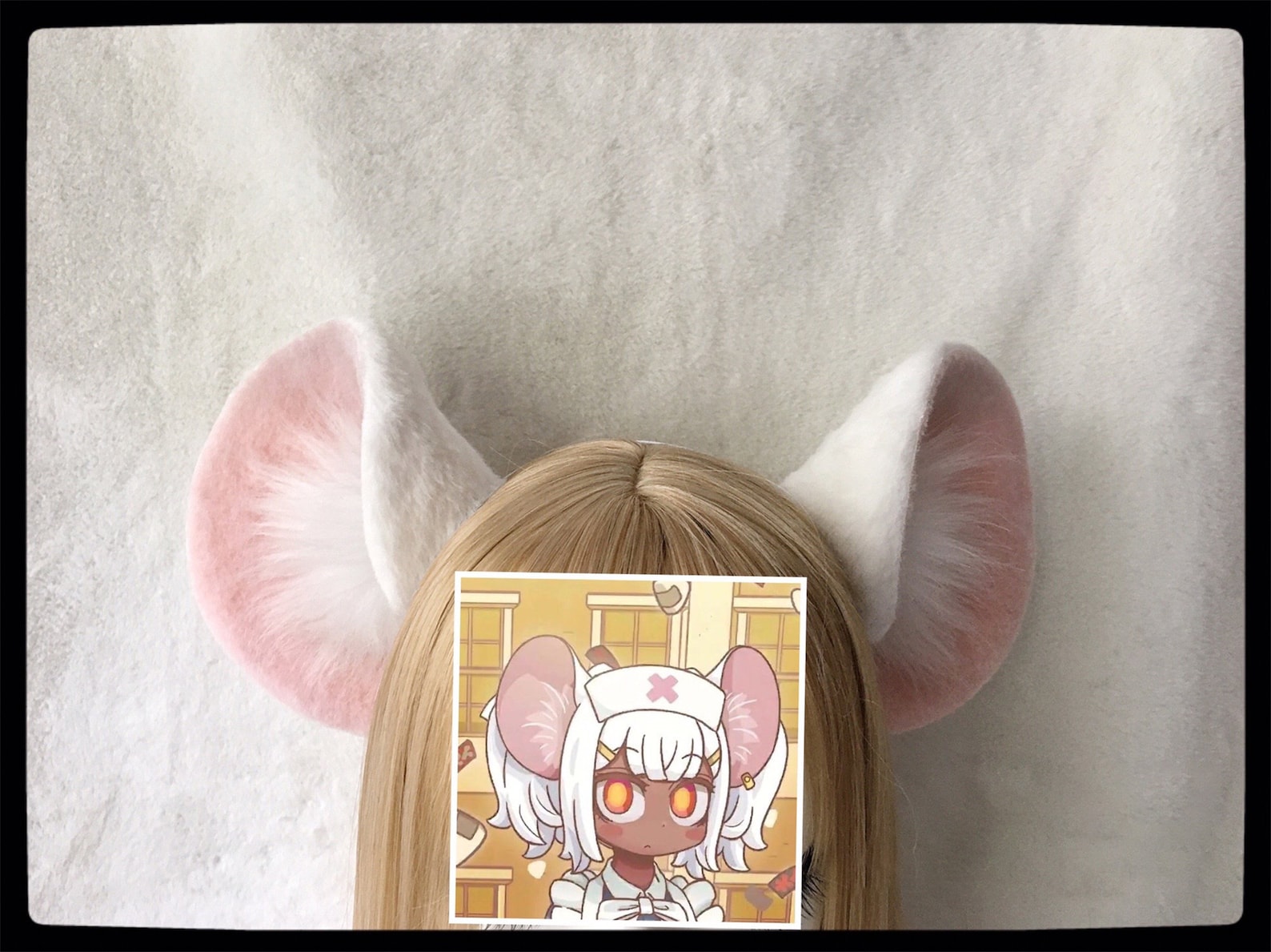 Handmade Mouse Ears Tail Set Cute White Pink Brown Mouse Rat Ears ...