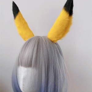 Cosplay Pikachu Ears Tail, Yellow Pikachu Ears Headband, Yellow Pikachu ...