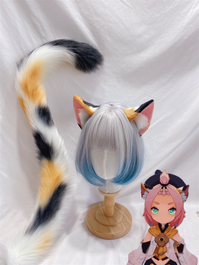 Handmade Calico Cat Kitten Ears Tail Faux Fur Furry Fursuit Cute Cat ...