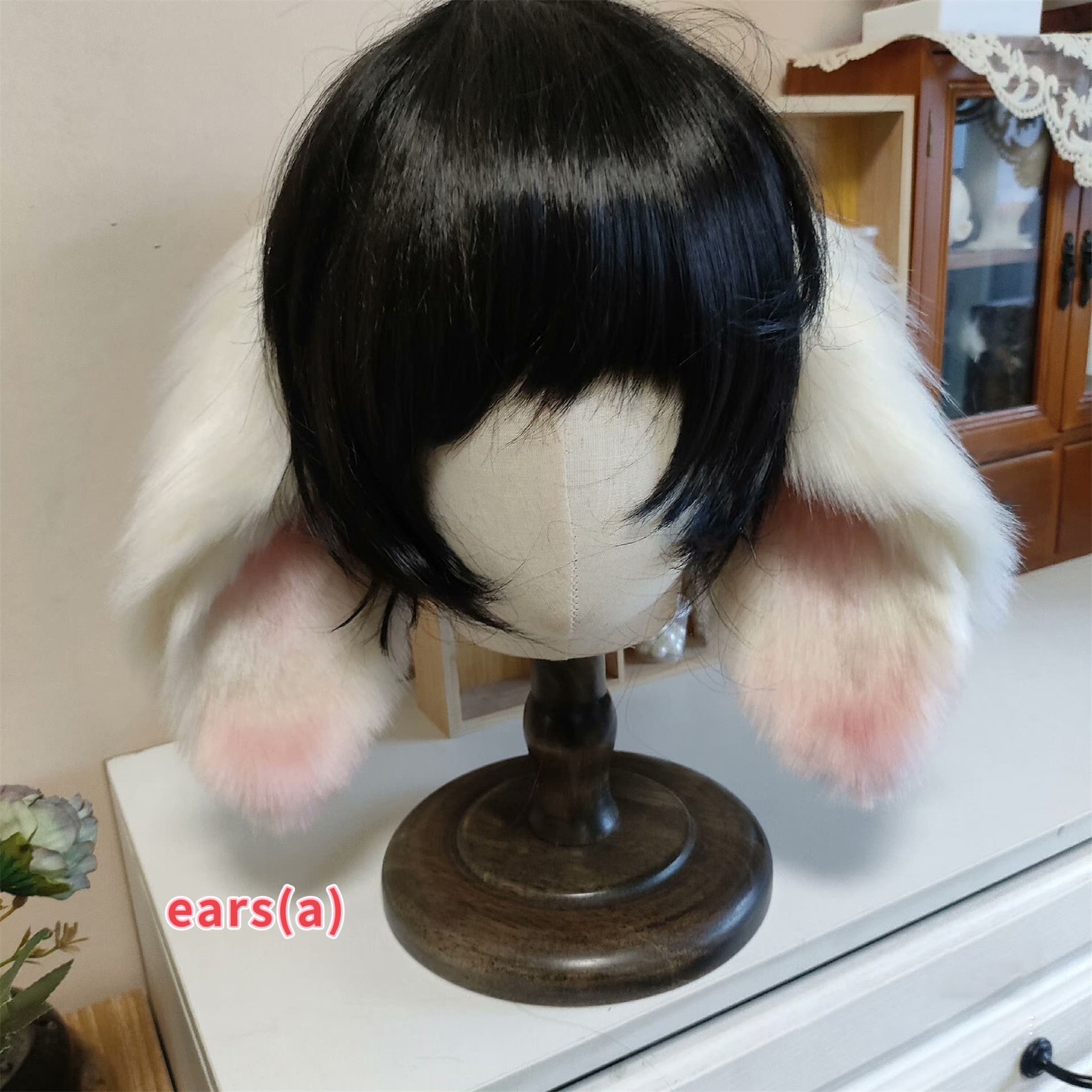 Handmade Rabbit Lop Ears Headband, Furry Faux Fur Bunny Ears, Beige ...