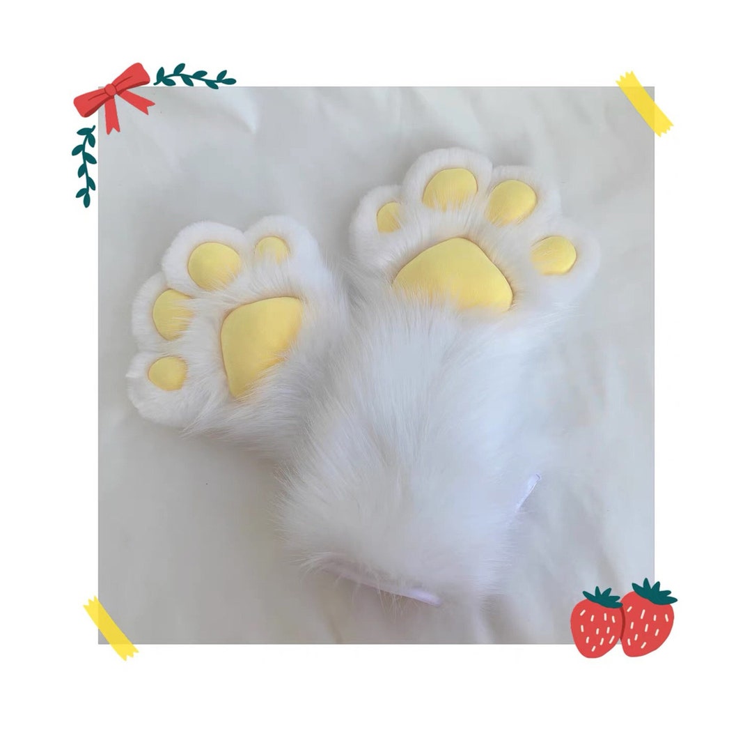 Handmade Animal Paws Claws Cream Cheese Furry Faux Fur Cute Dog Wolf ...