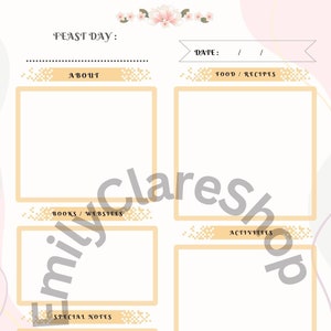 Printable Catholic Feast Day Planner/printable Sheet/liturgical Year ...