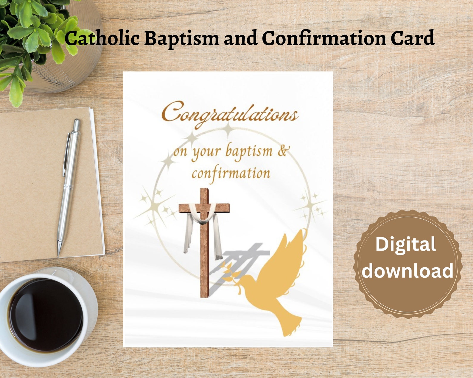Printable Catholic Baptism and Confirmation Card (PDF) - Etsy