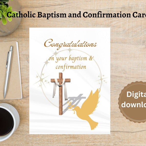 Printable Catholic Baptism and Confirmation Card/ Printable Baptism ...