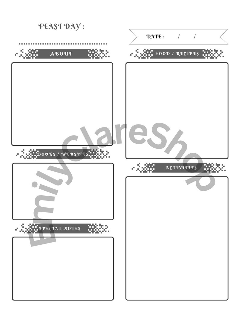 Printable Catholic Feast Day Planner / Black and White No Background ...