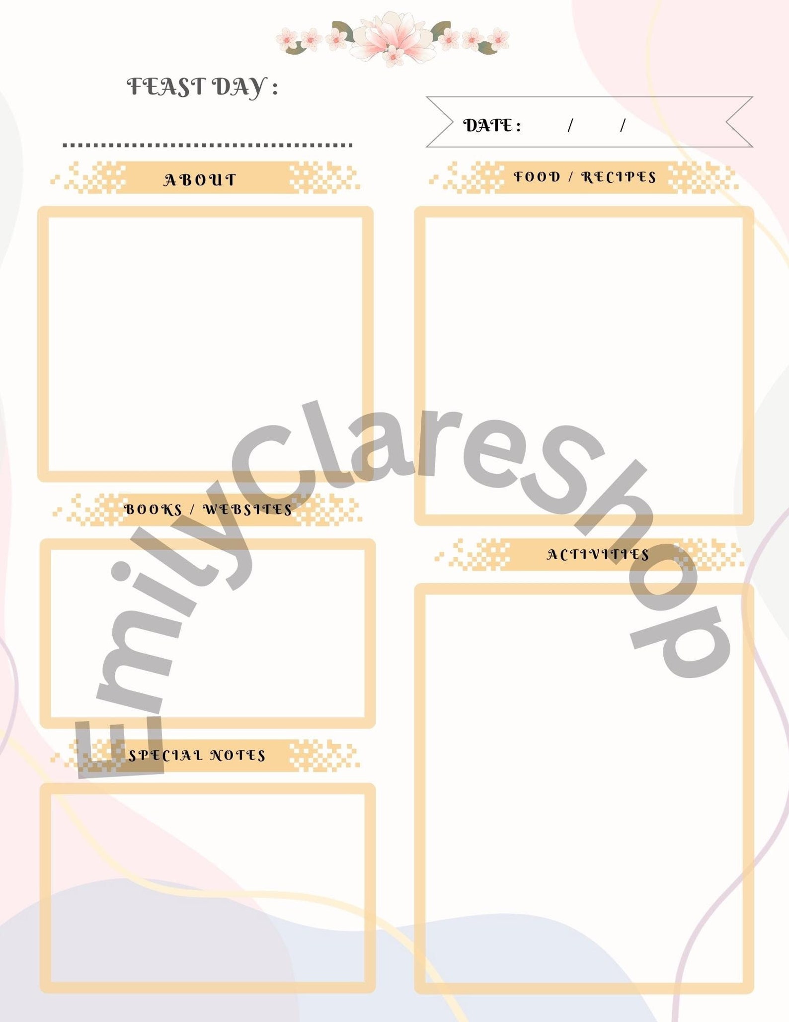 Printable Catholic Feast Day Planner/printable Sheet/liturgical Year ...