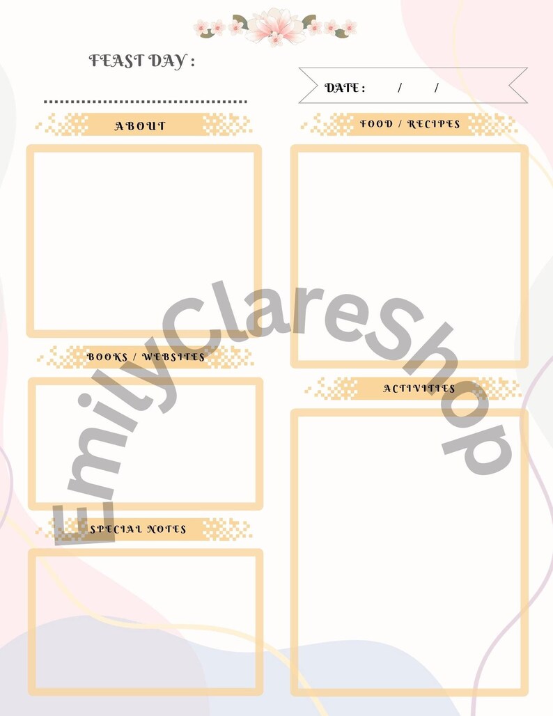 Printable Catholic Feast Day Planner/printable Sheet/liturgical Year ...